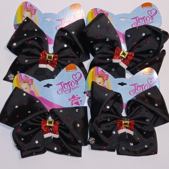 JoJo Siwa | Accessories | 4 Large Holiday Black With Rhinestones Cute ...